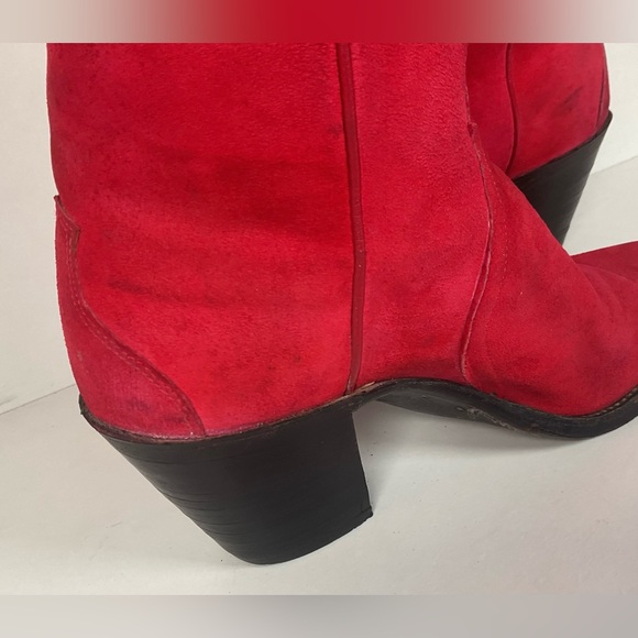 Justin Boots | Shoes | Vintage 7s Justin Red Suede Cowgirl Boots 6 B ...